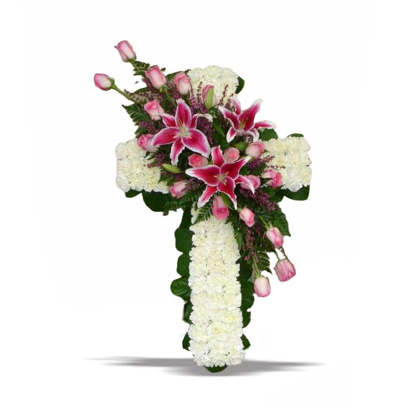 Bunga Salib Premium Mix Lily dan Mawar - Tuku Kembang